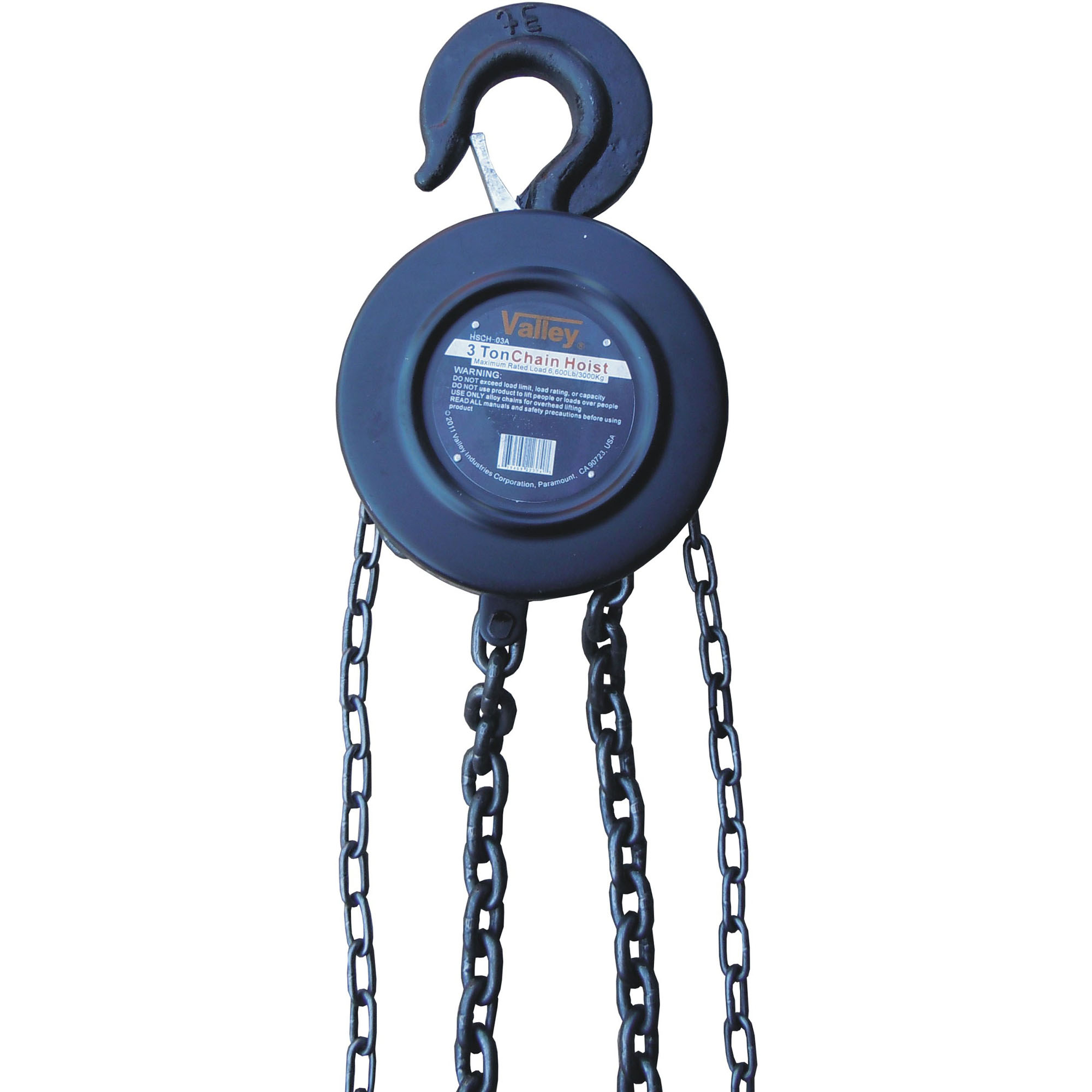 3 TON CHAIN HOIST, BLACK SERIES™, 10FT/3M CHAIN - Valley Industries ...