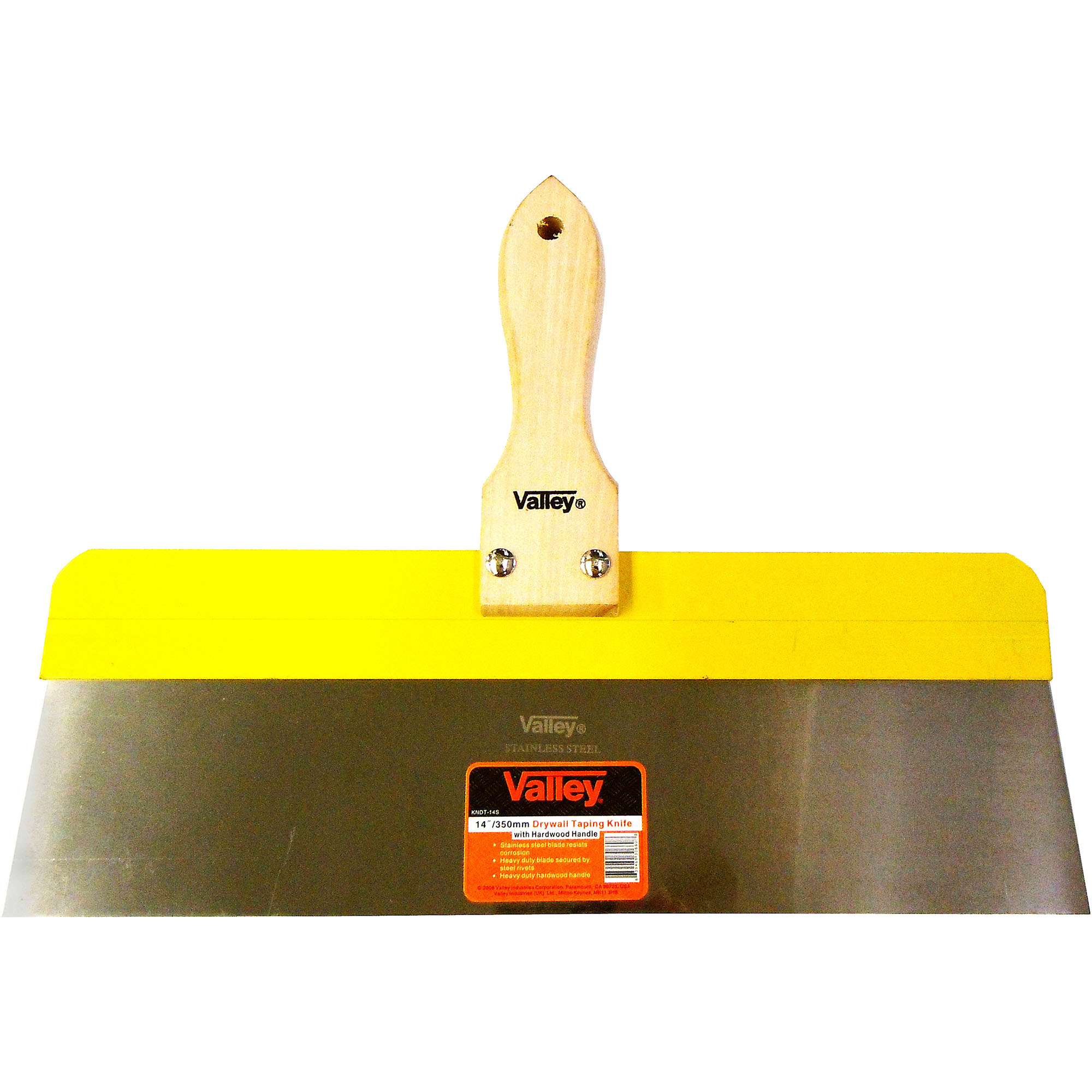 14" STAINLESS STEEL DRYWALL TAPING KNIFE, WOOD HANDLE - Valley ...
