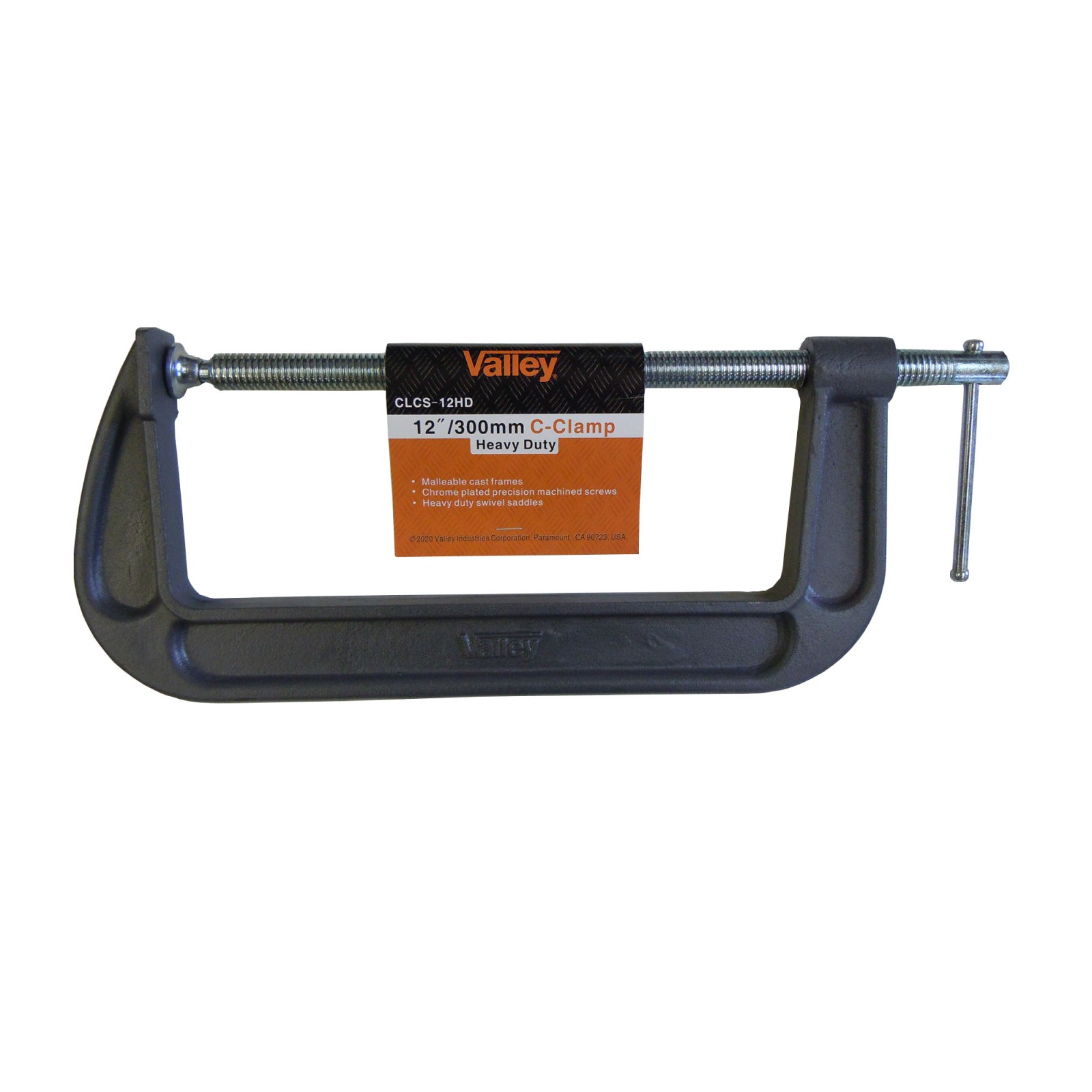 12" HEAVY DUTY C-CLAMP, CHROME SCREW, GREY BODY - Valley Industries ...
