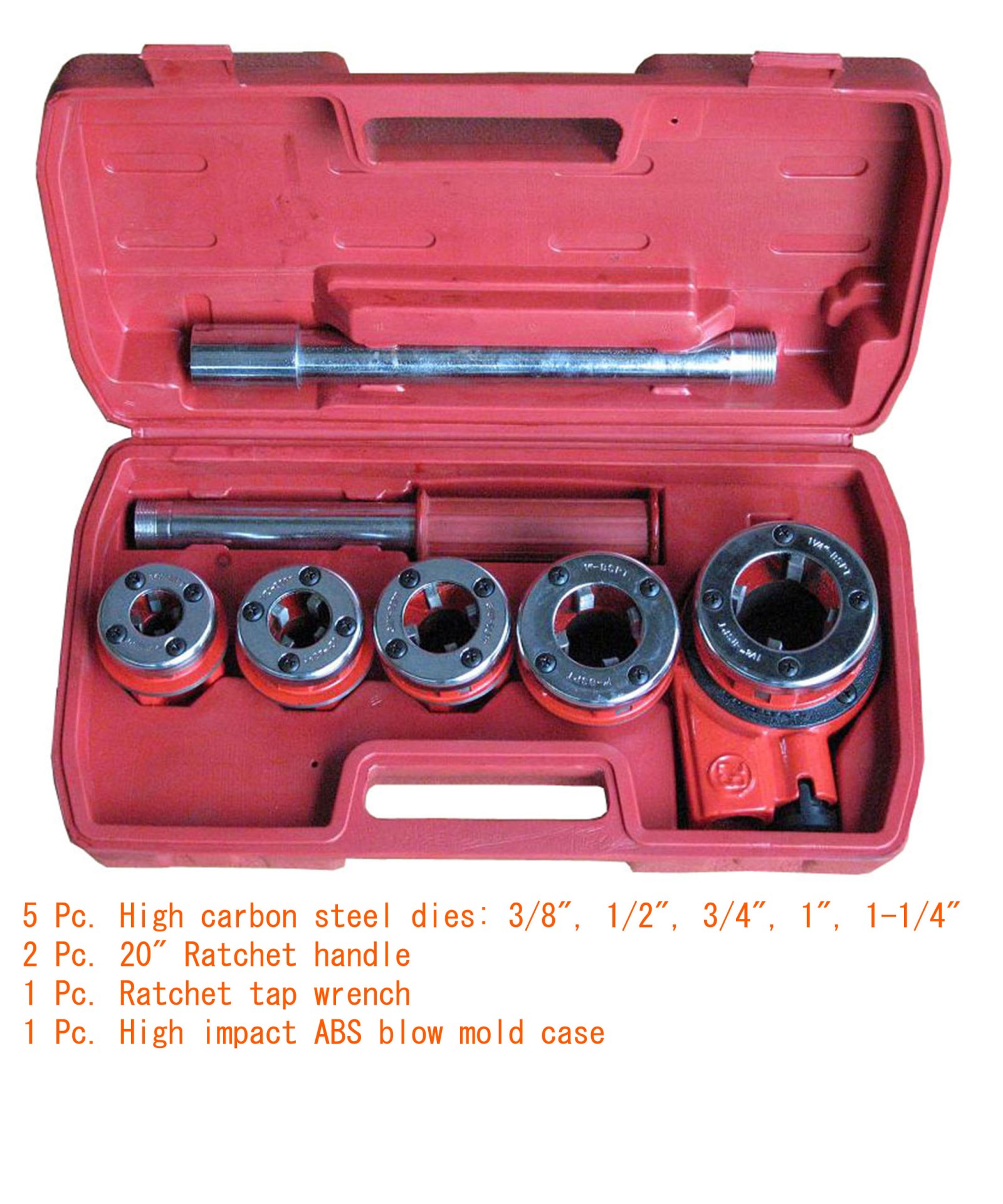 9 PC. RATCHET PIPE THREADER, 3/8"-1 1/4" NPT, PVC BOX - Valley ...