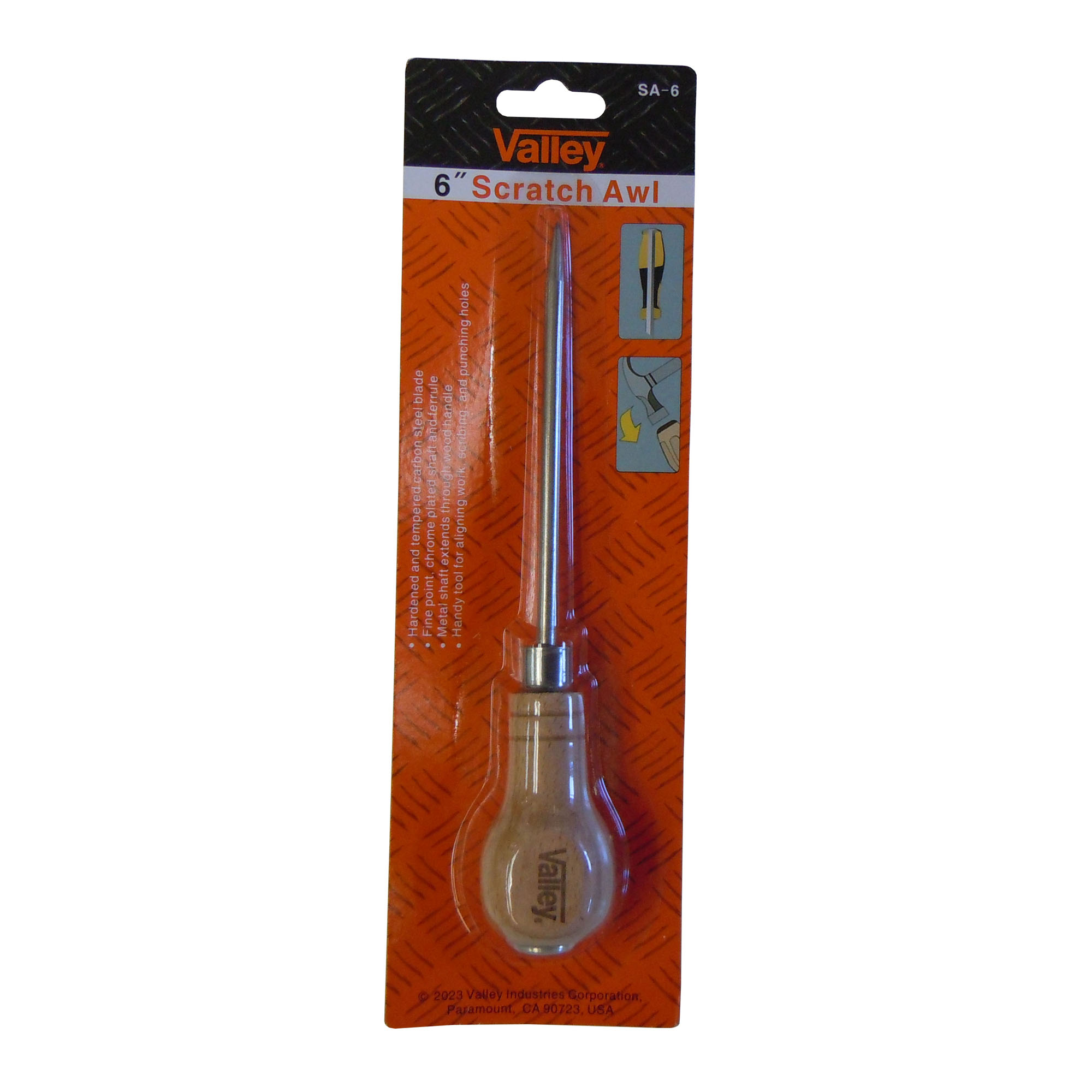 6" SCRATCH AWL, WOOD HANDLE - Valley Industries Corporation