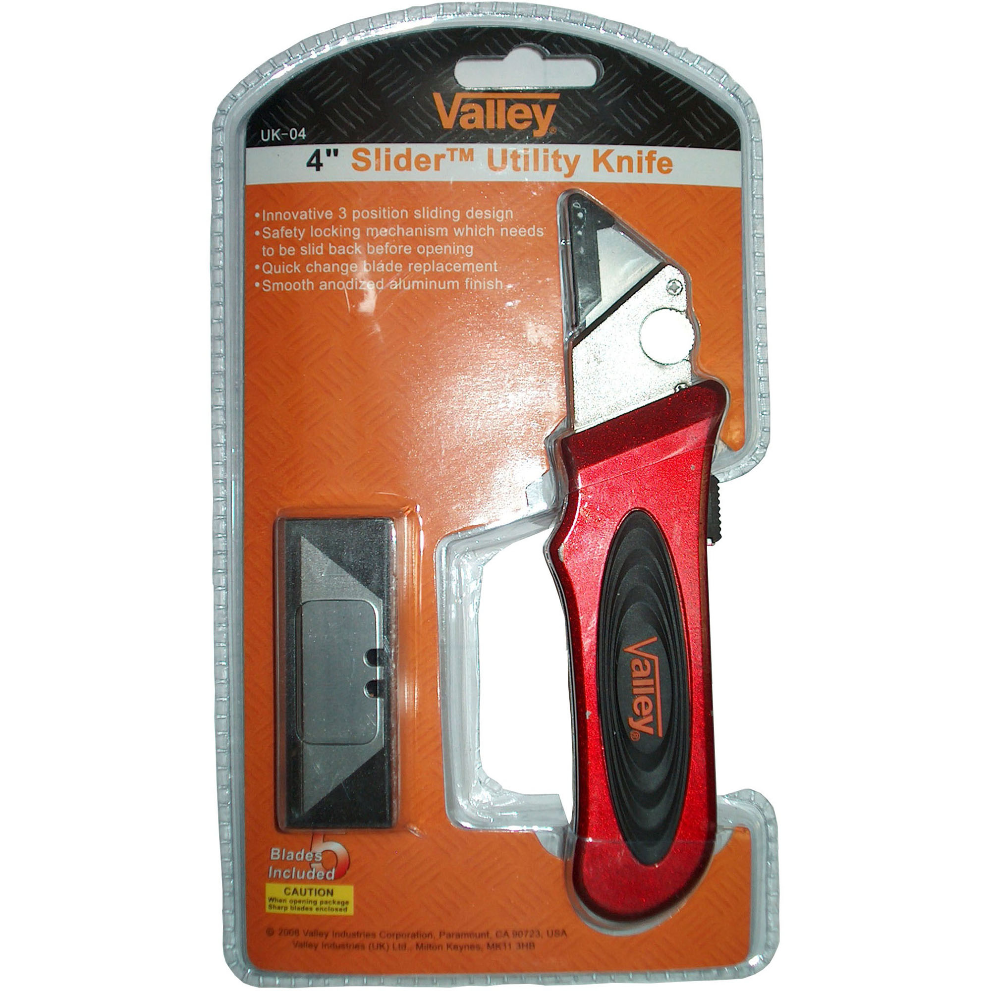 4" SLIDER™ UTILITY KNIFE, 5 REPLACEMENT BLADES - Valley Industries ...