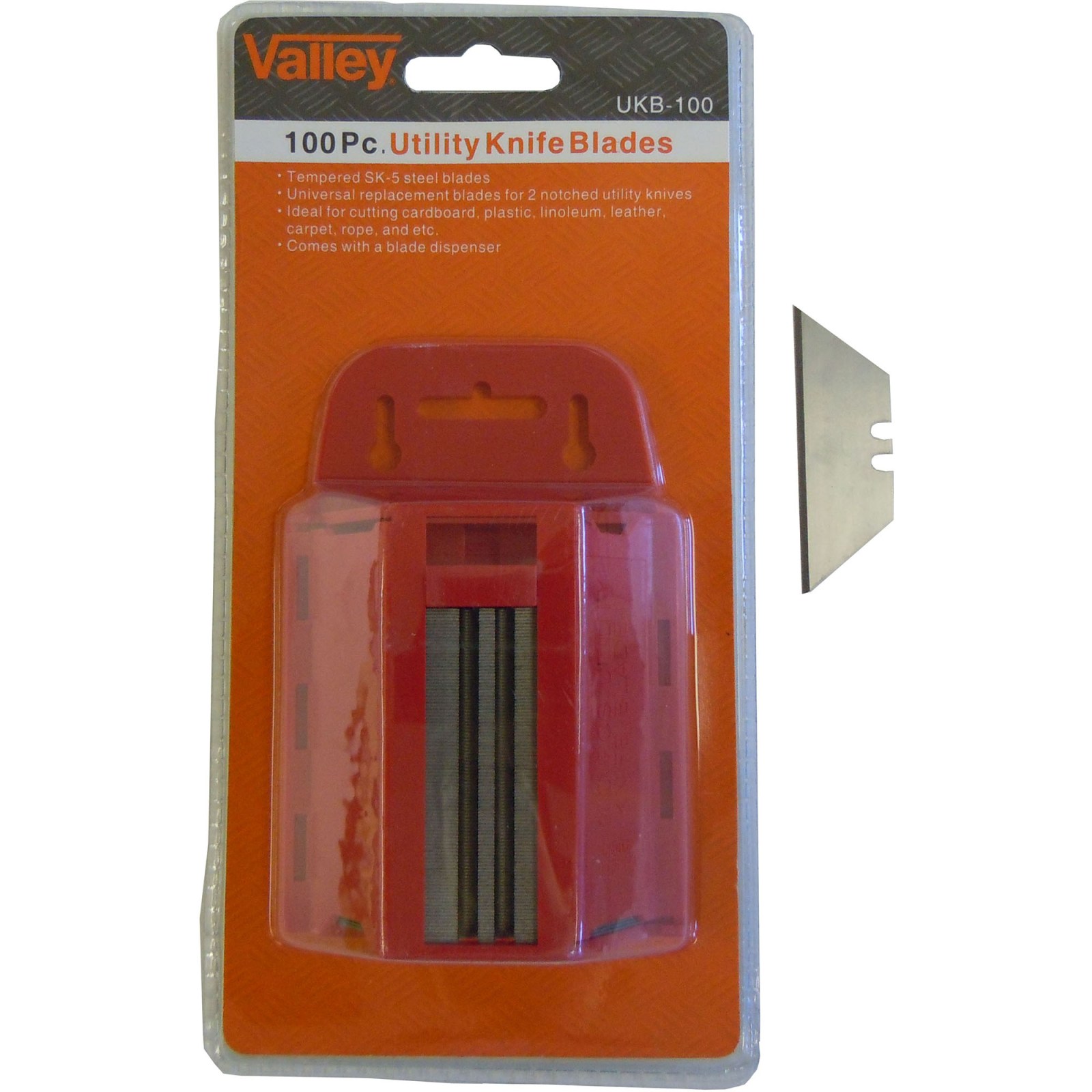 100 PC. UTILITY KNIFE BLADES WITH DISPENSER - Valley Industries Corporation